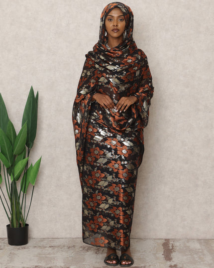 Brown Somali Silk Chiffon Velvet Makmal Dirac Fabric, 3.5 Meters – Buy ...