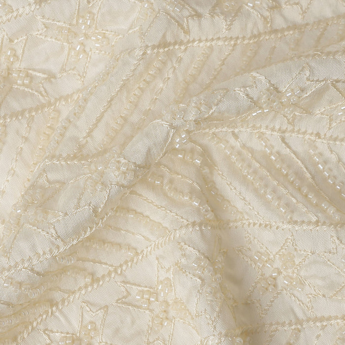 Cream Beaded Textured Fabric – Buy Online – Regal Fabrics