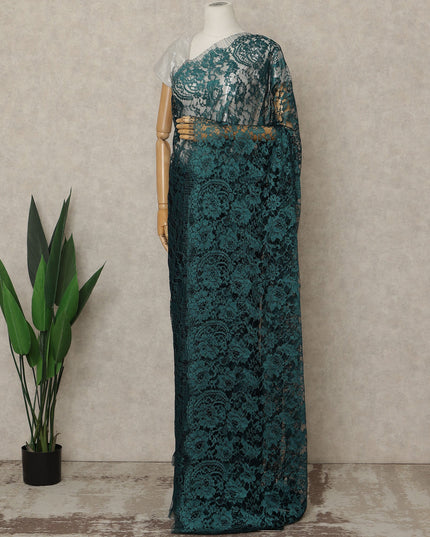 Teal Green 2-Tone Chantilly Lace Saree – Premium French Lace – Regal Fabrics
