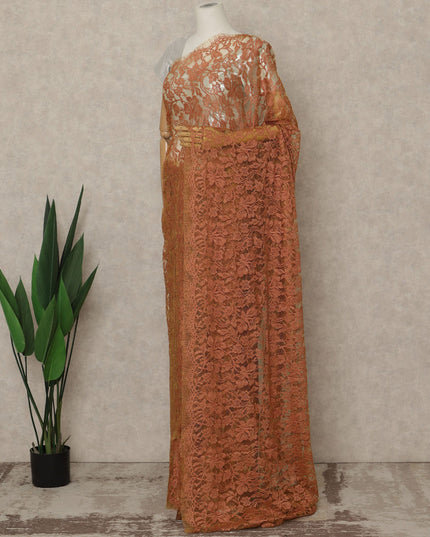 Orange French Chantilly Lace Saree – Premium Designer Fabric – Regal Fabrics