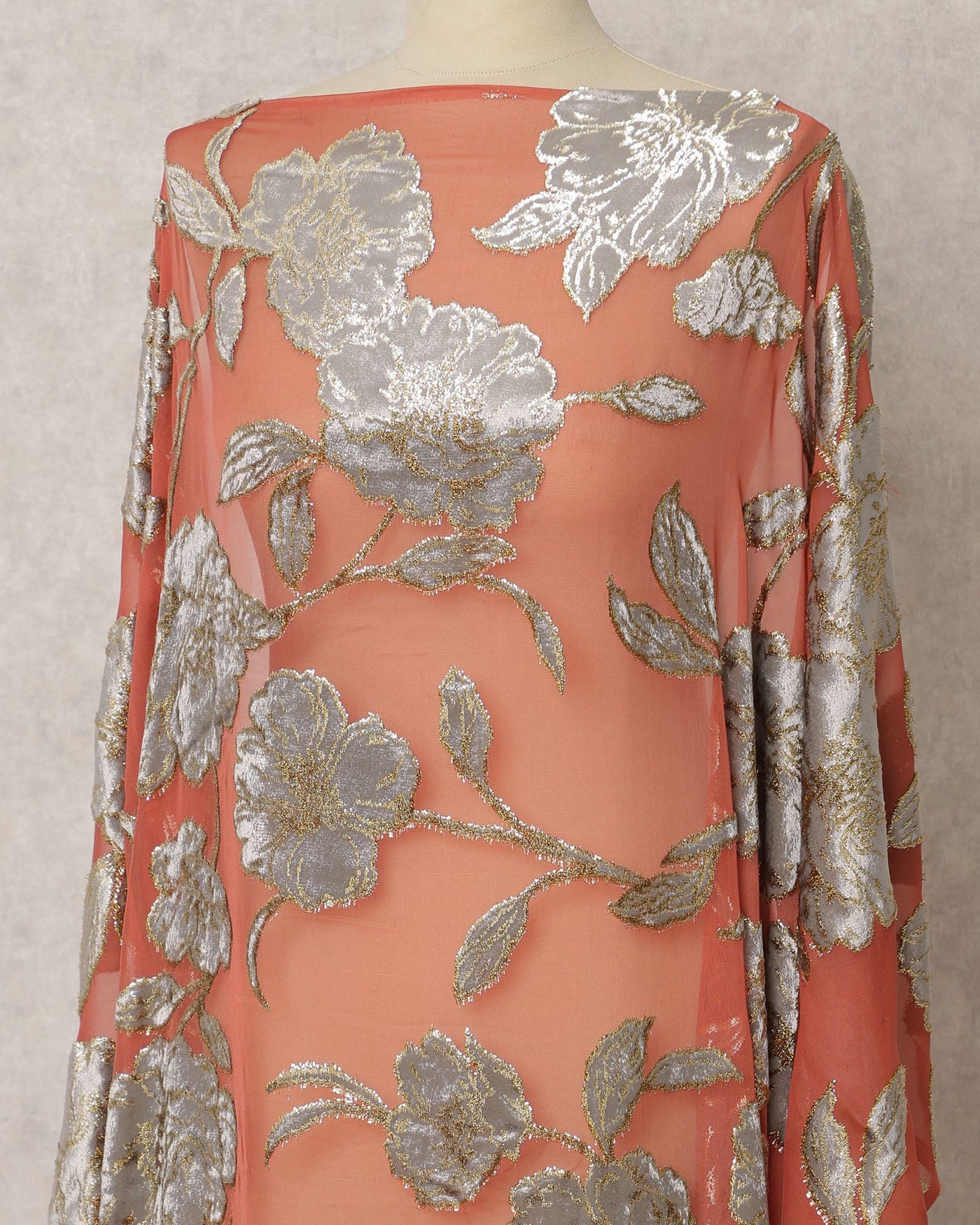 Orange Somali Silk Chiffon Velvet Makmal Dirac Fabric, 3.5 Meters – Buy ...