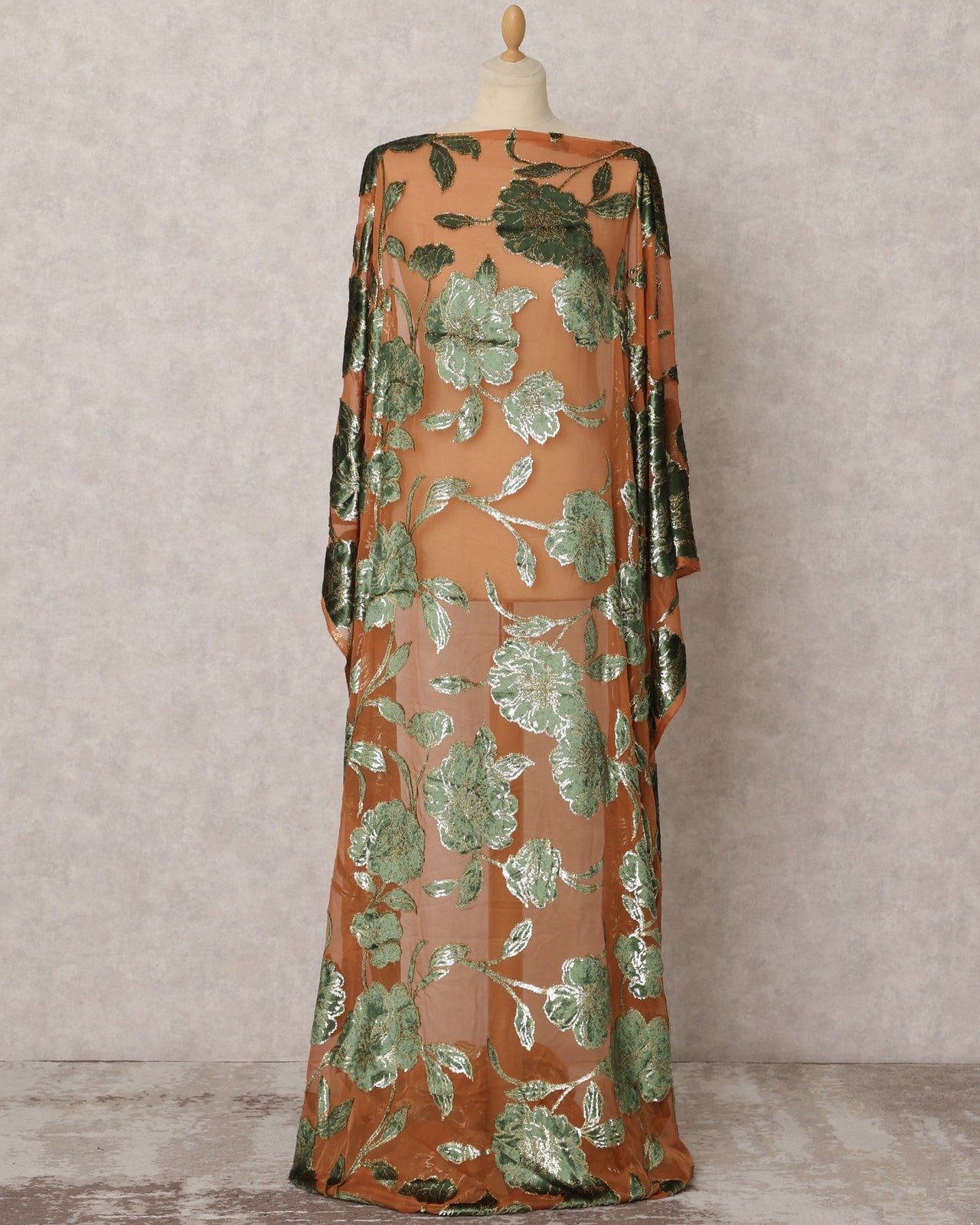 Peach Somali Silk Chiffon Velvet Makmal Dirac Fabric, 3.5 Meters – Buy ...