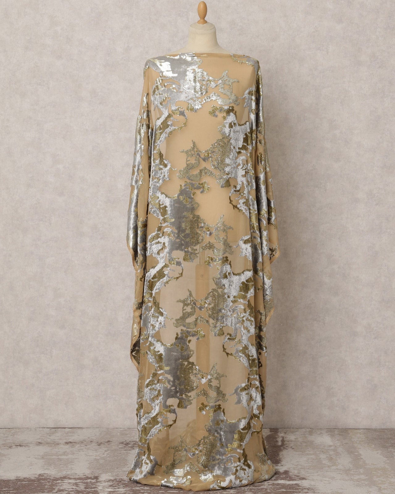 Beige Somali Silk Chiffon Velvet Makmal Dirac Fabric, 3.5 Meters – Buy ...