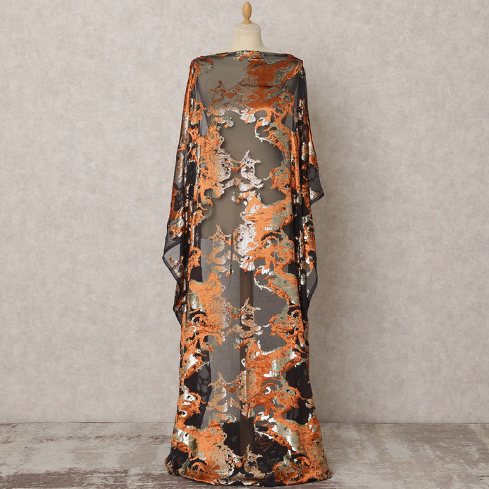Black Somali Silk Chiffon Velvet Makmal Dirac Fabric, 3.5 Meters – Buy ...