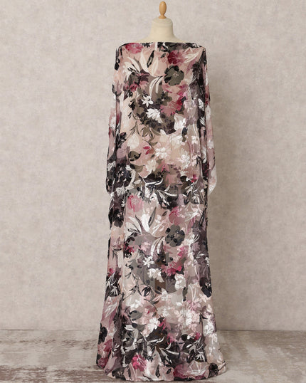 Beige Somali Silk Chiffon Velvet Makmal Dirac Fabric, 3.5 Meters – Buy ...